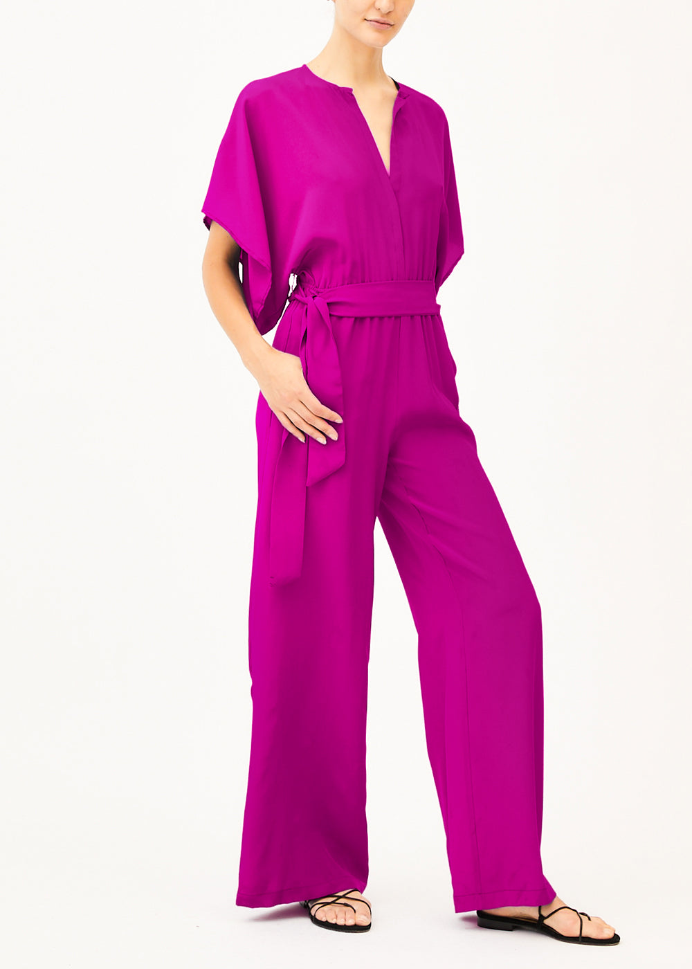 Natasha Pink Silk Jumpsuit – Jaline Resort